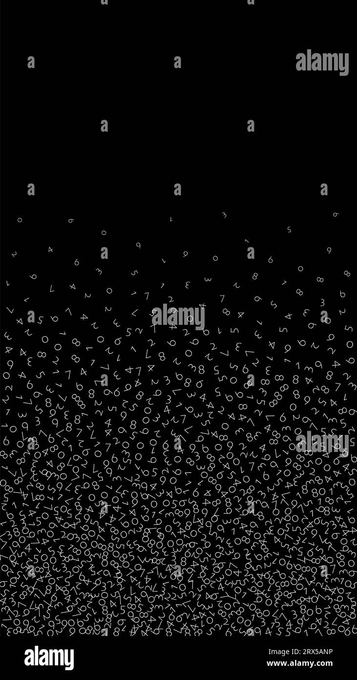 Falling numbers, big data concept. Binary white disorderly flying ...