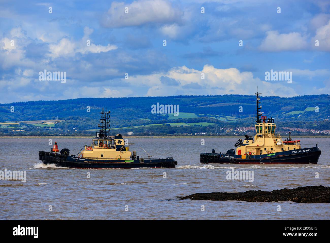 Tug Svitzer Moira heading out to meet container vessel MSC Hong Kong V ...