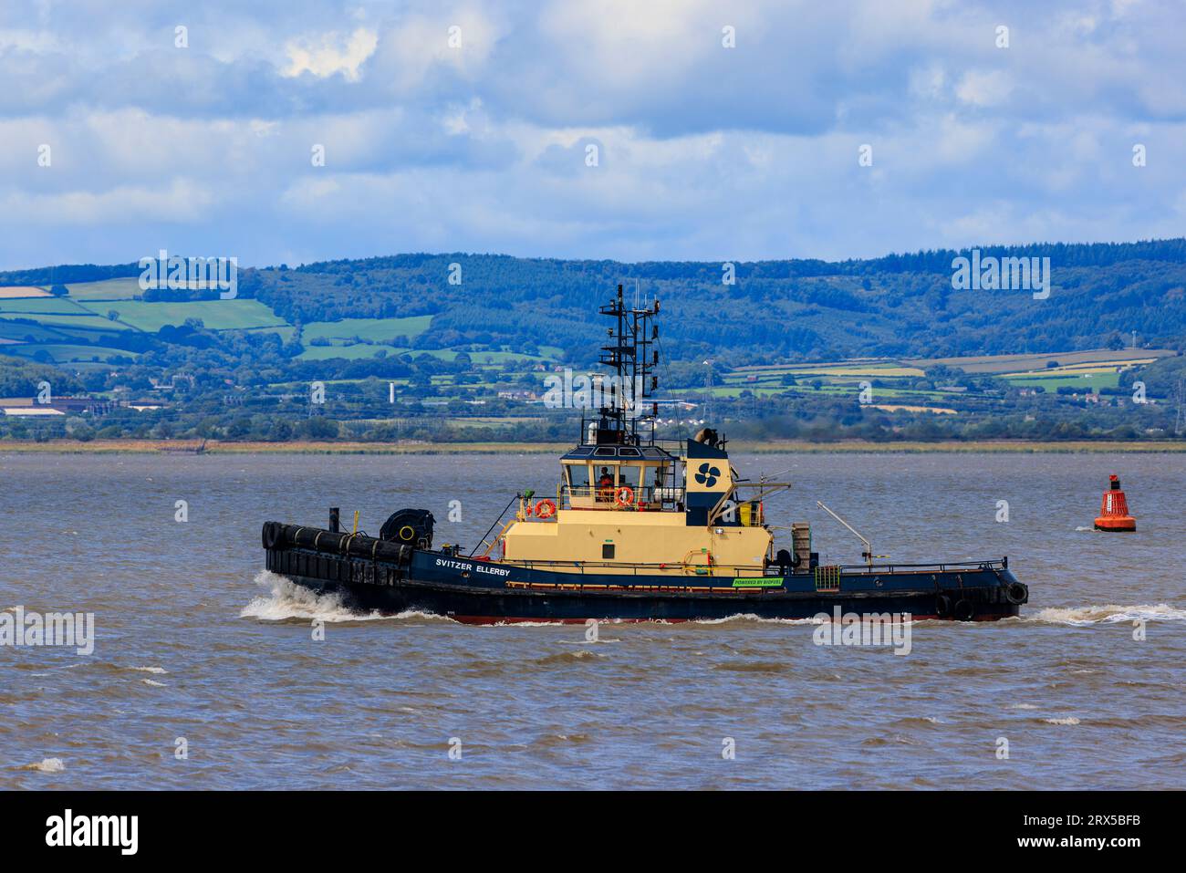 Tug Svitzer Moira heading out to meet container vessel MSC Hong Kong V ...