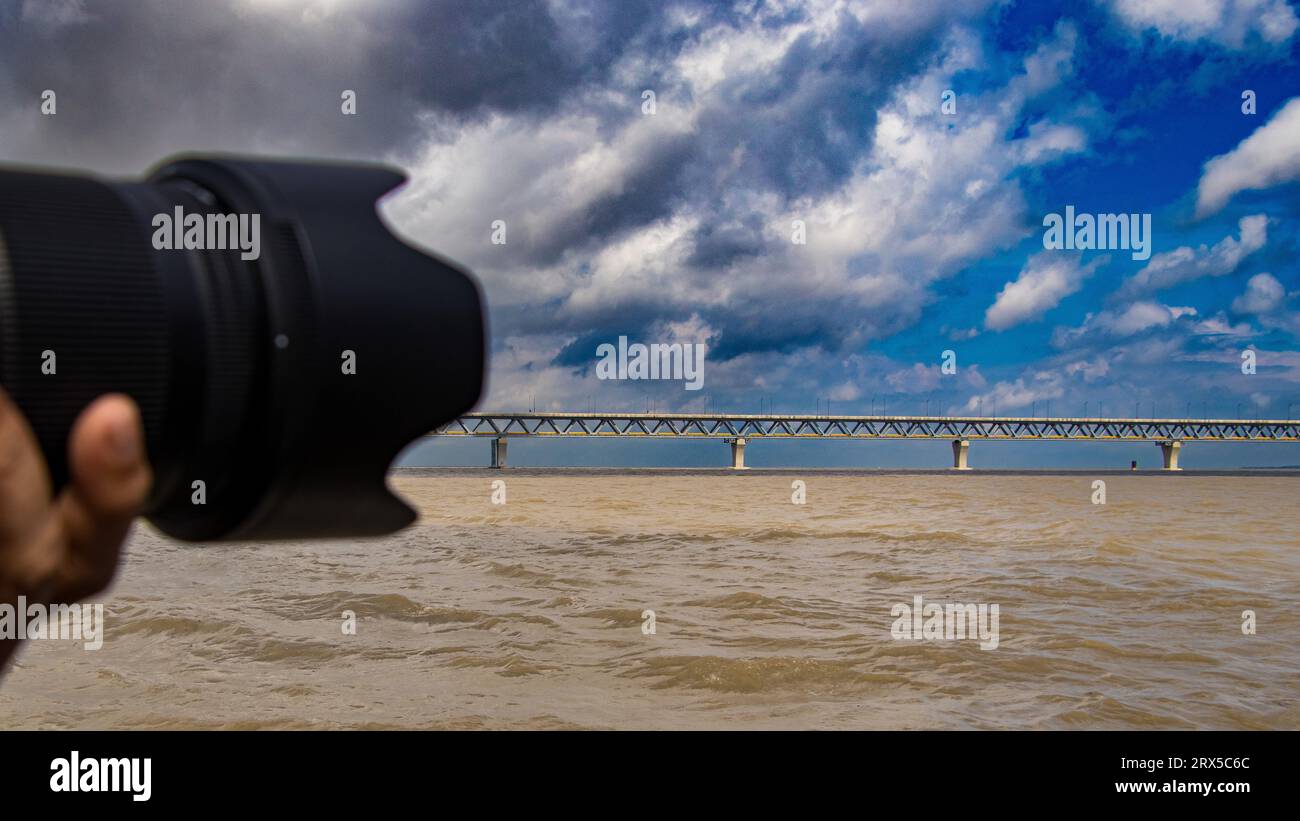 Padma Bridge exclusive 4k image under the beautiful cloudy sky from ...