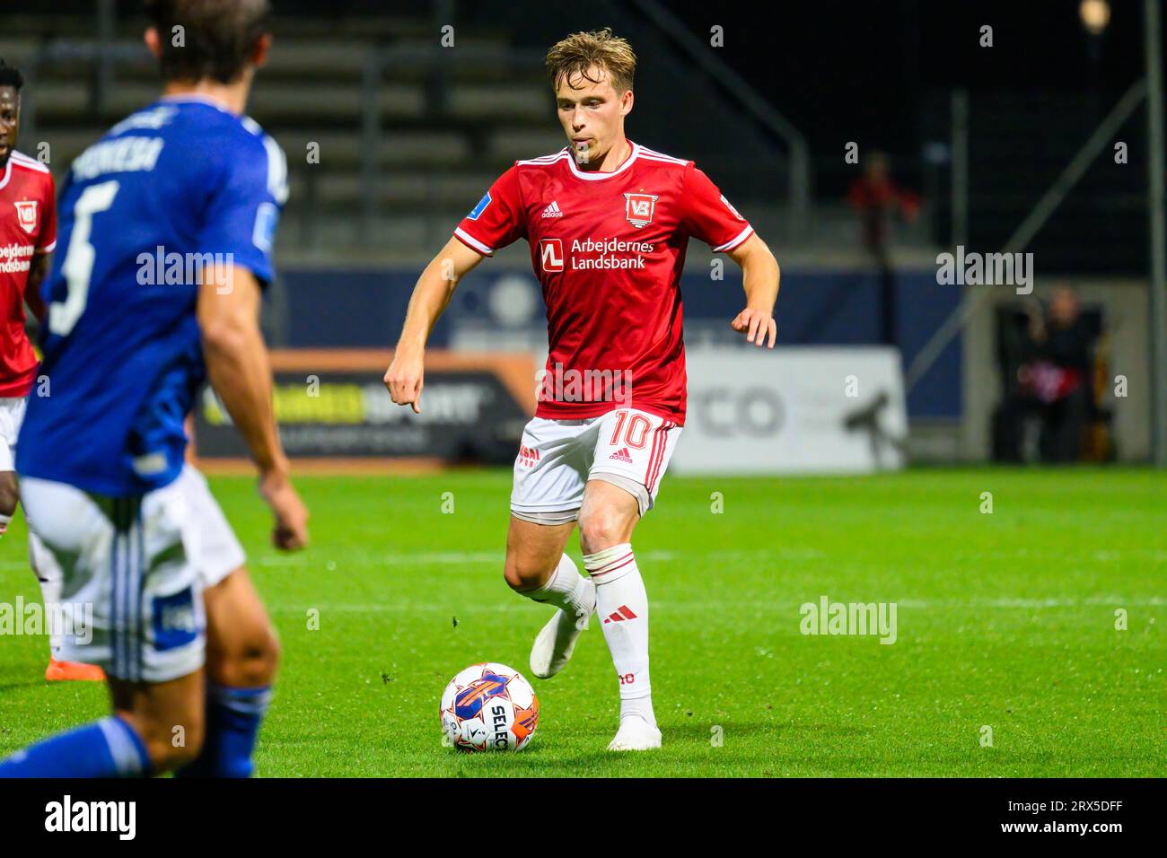 Lyngby, Denmark. 22nd Sep, 2023. Kristian Kirkegaard (10) of Vejle BK ...