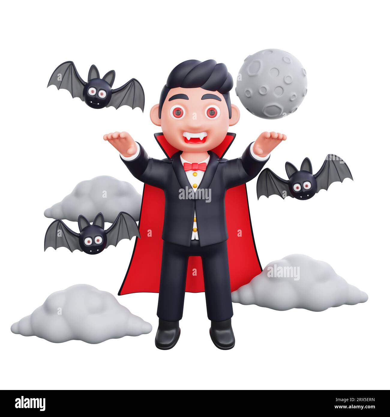 3d cute character halloween vampire scary design illustration Stock ...