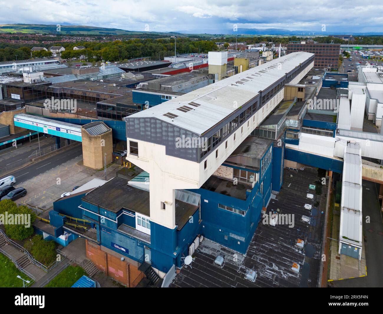 Aerial view of retail park including The Centre Cumbernauld shopping ...