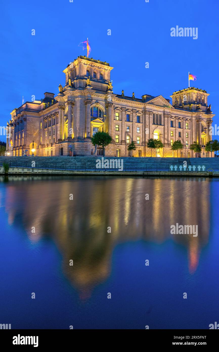 The imposing Reichstag, the german parliament building, at the river ...