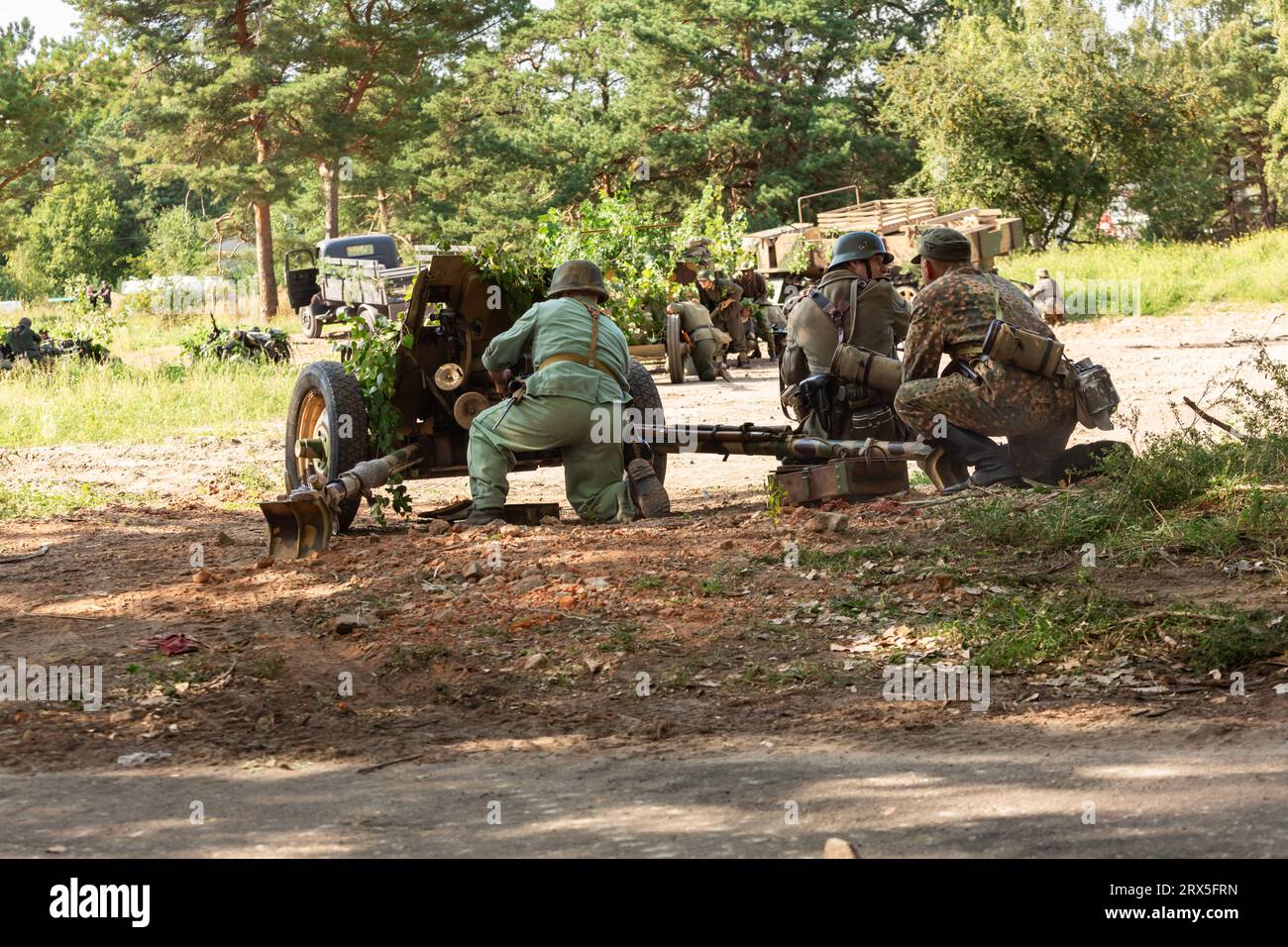 Hel, Pomerania, Poland- August 24, 2023: Reconstruction of battle from ...