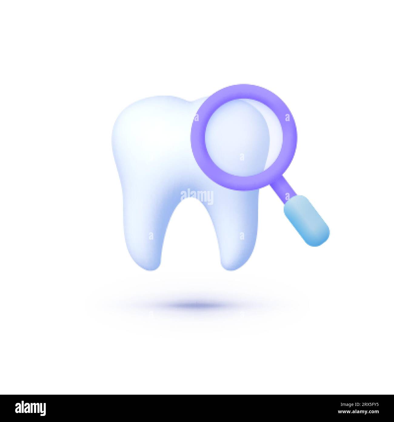 Tooth magnifying glass 3d on white background. Design element. Oral ...