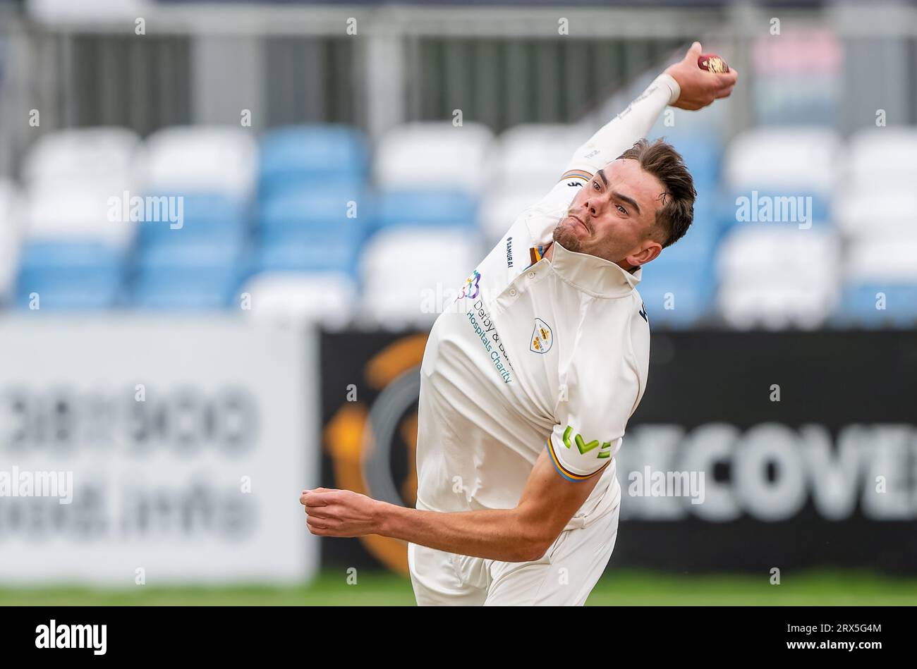 Sam Conners bowling for Derbyshire in a 4 day County Championship match ...