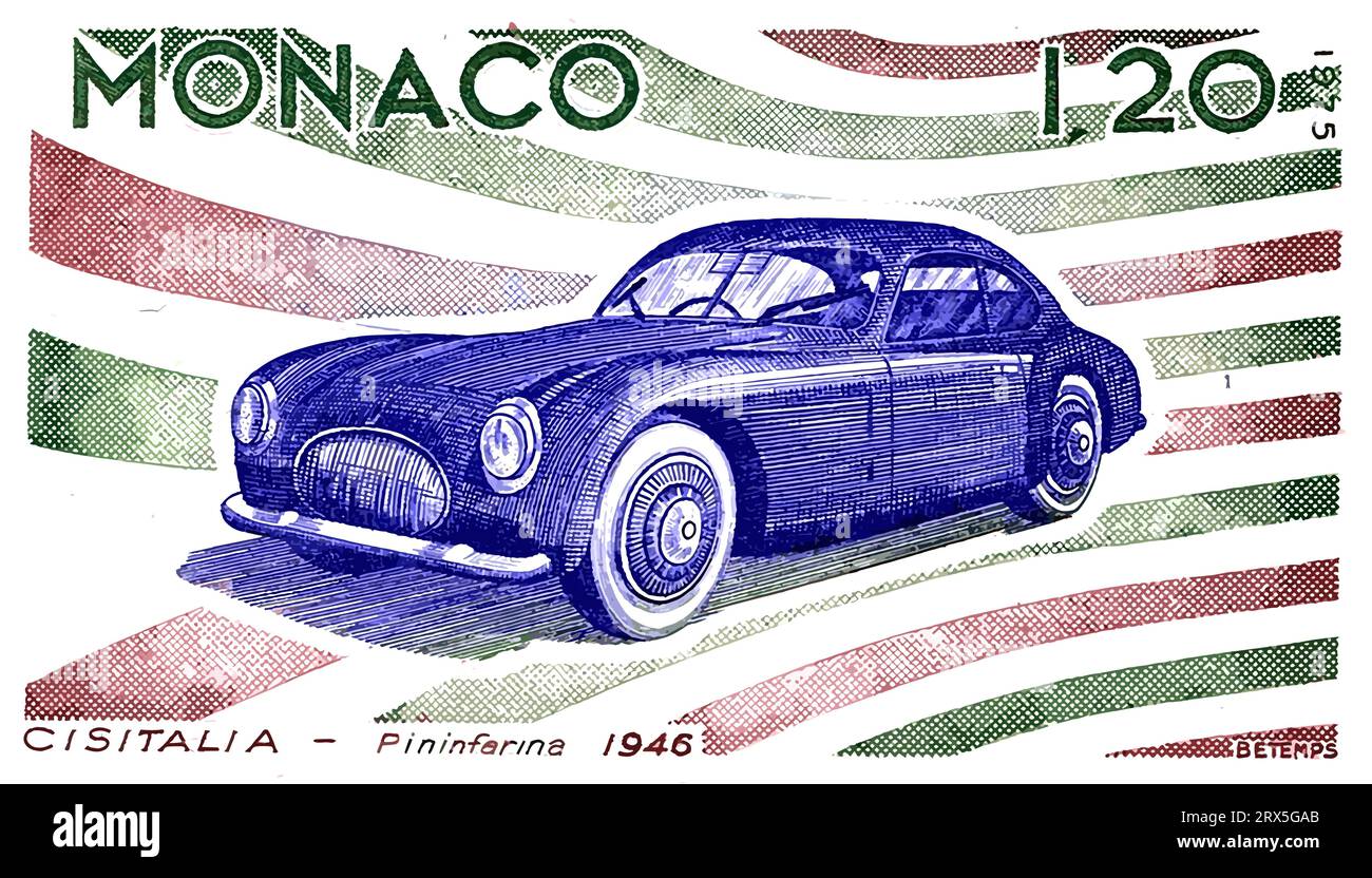Cisitalia 1946 Classic car Monaco stamp Stock Vector Image & Art - Alamy