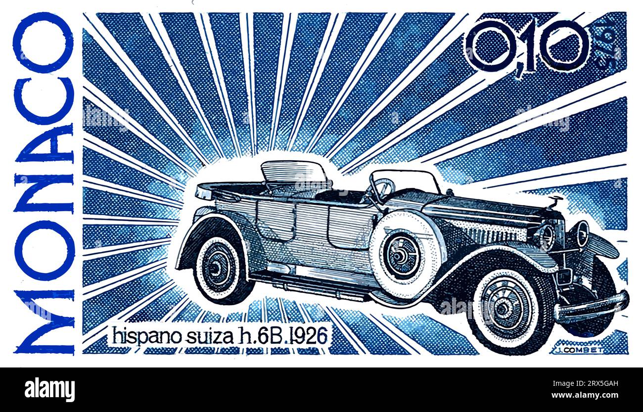Hispani suiza1926 Classic car Monaco stamp Stock Vector Image & Art - Alamy