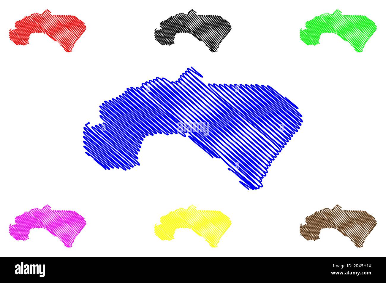 Lake Burgas (Republic of Bulgaria) map vector illustration, scribble ...