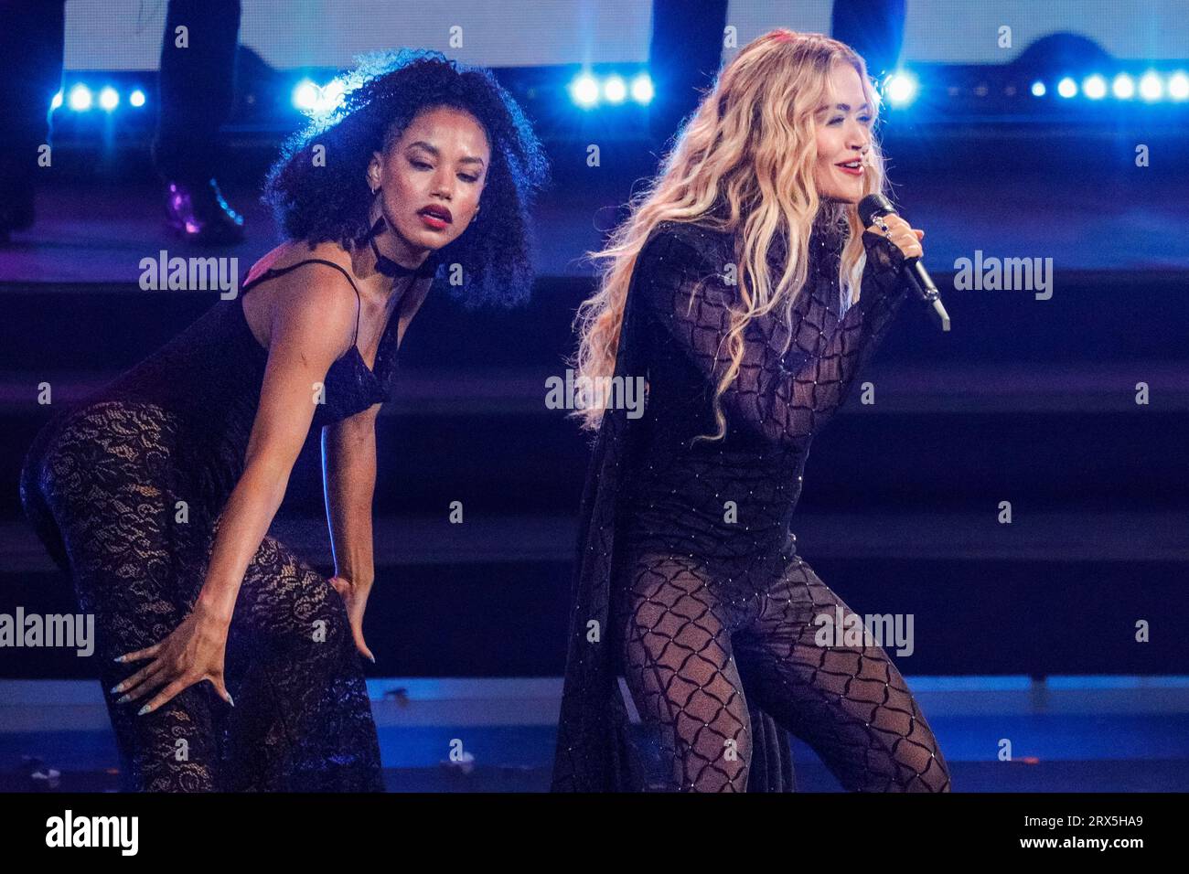 British singer Rita Ora performs on stage singing at the Closing ...