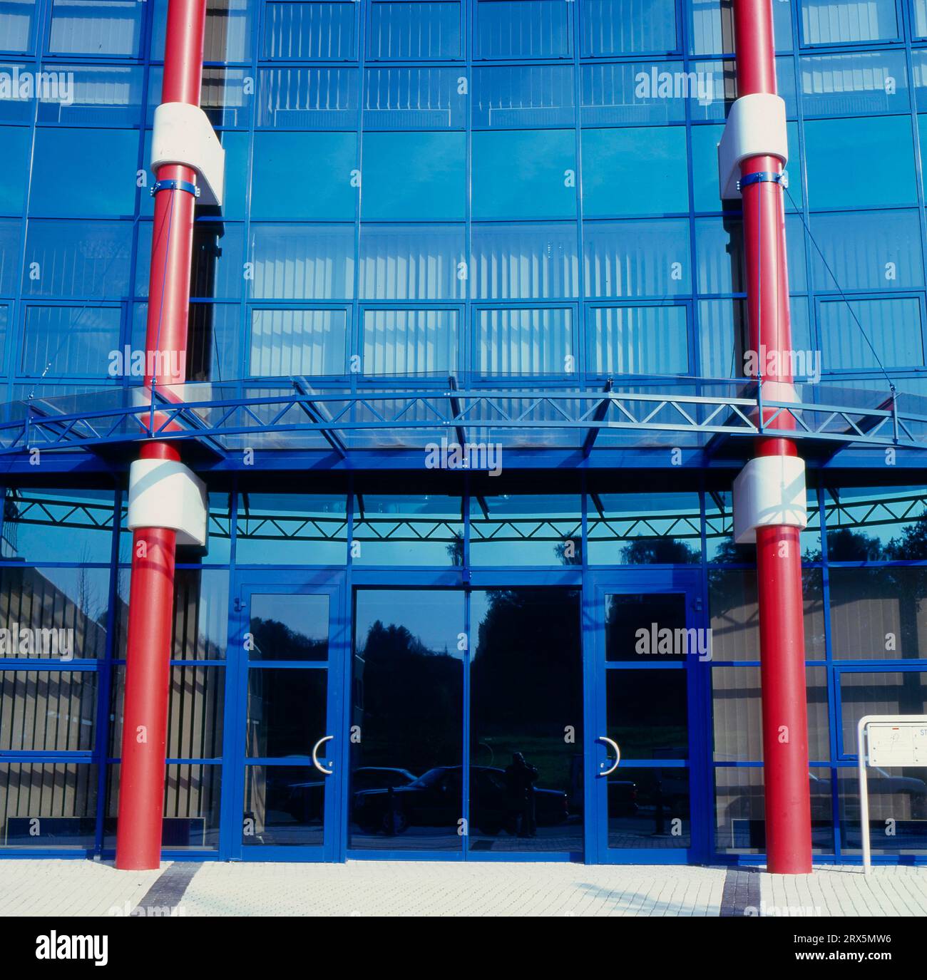 Factory building entrance, office building and business house, glass ...