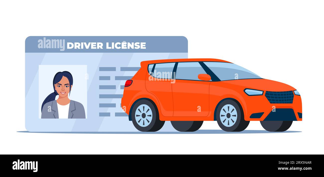 Car driver license identification with photo and car. Vector ...