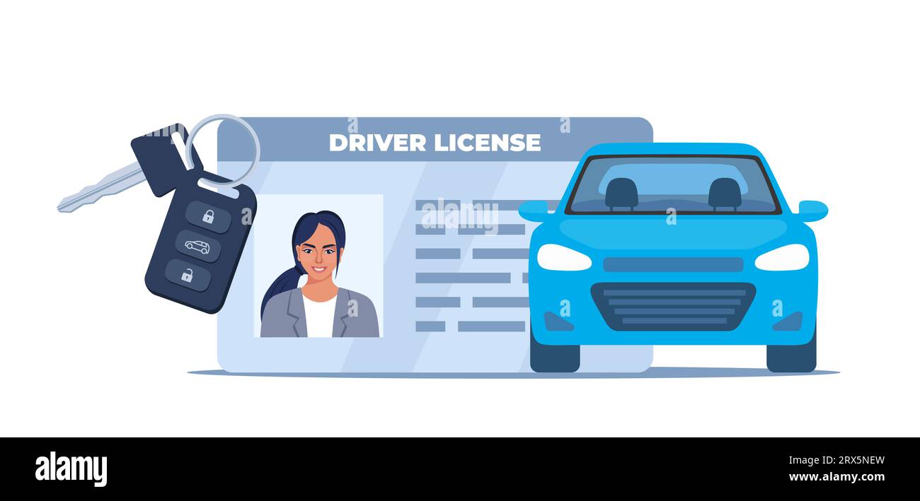 Car driver license identification with photo, keys and car Stock Vector ...