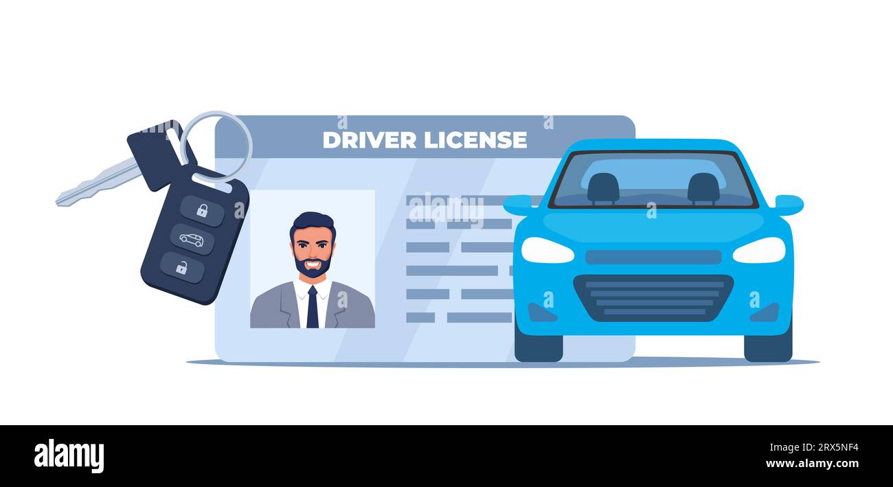 Car driver license identification with photo, keys and car Stock Vector ...
