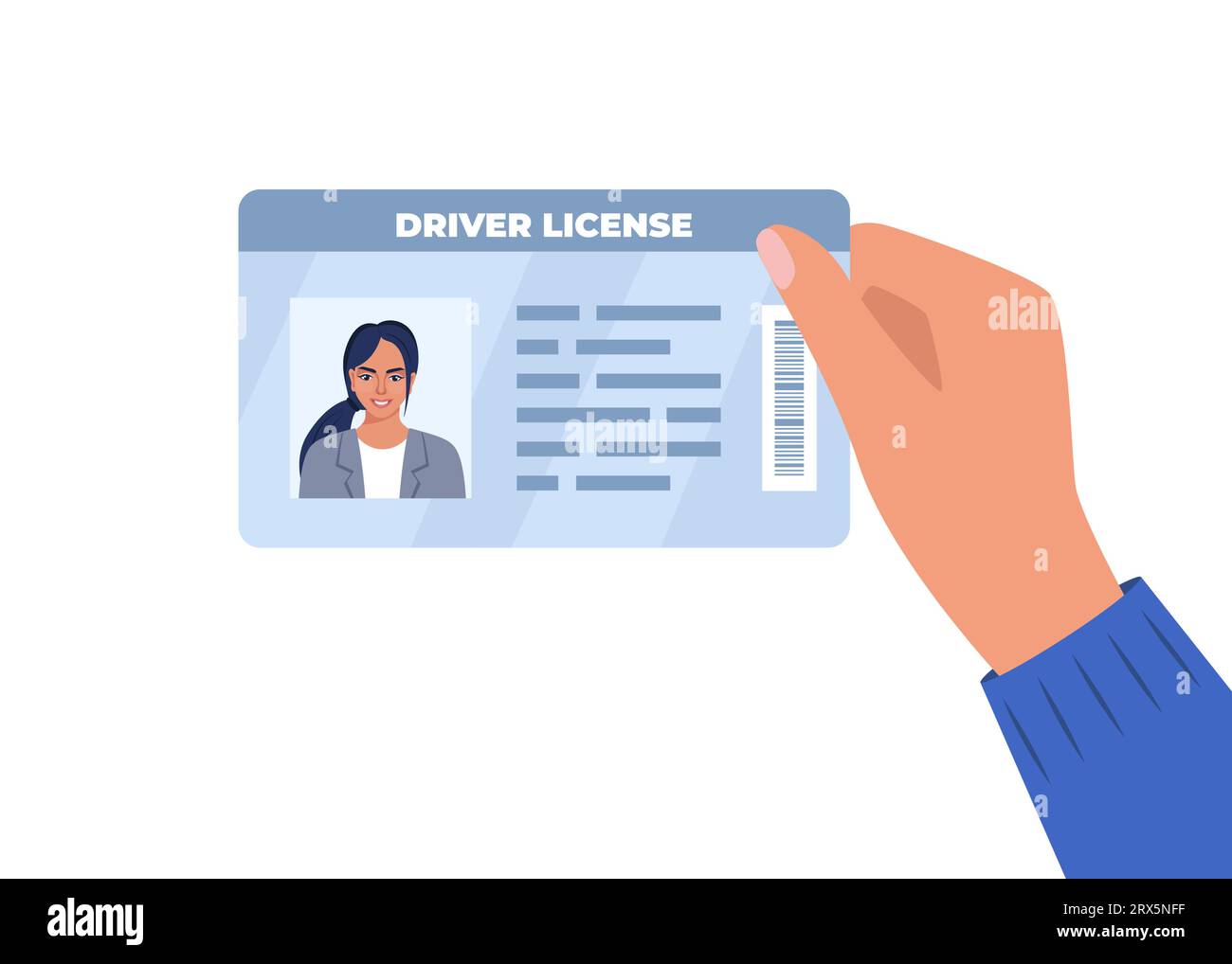 Car driver license in hand. Human hand holding the id card. Vector illustration Stock Vector ...