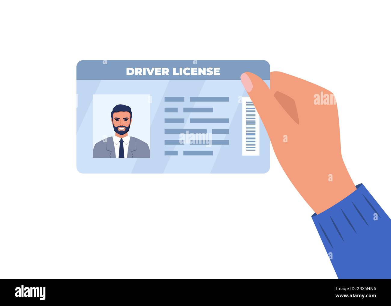 Car driver license in hand. Human hand holding the id card. Vector ...