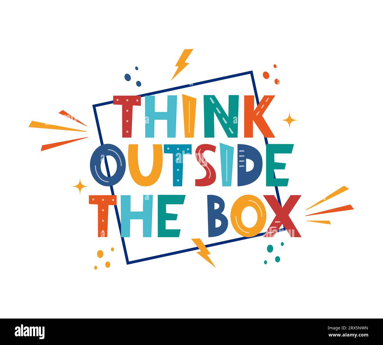 Think outside the box. Cute cartoon print with lettering. Design for ...