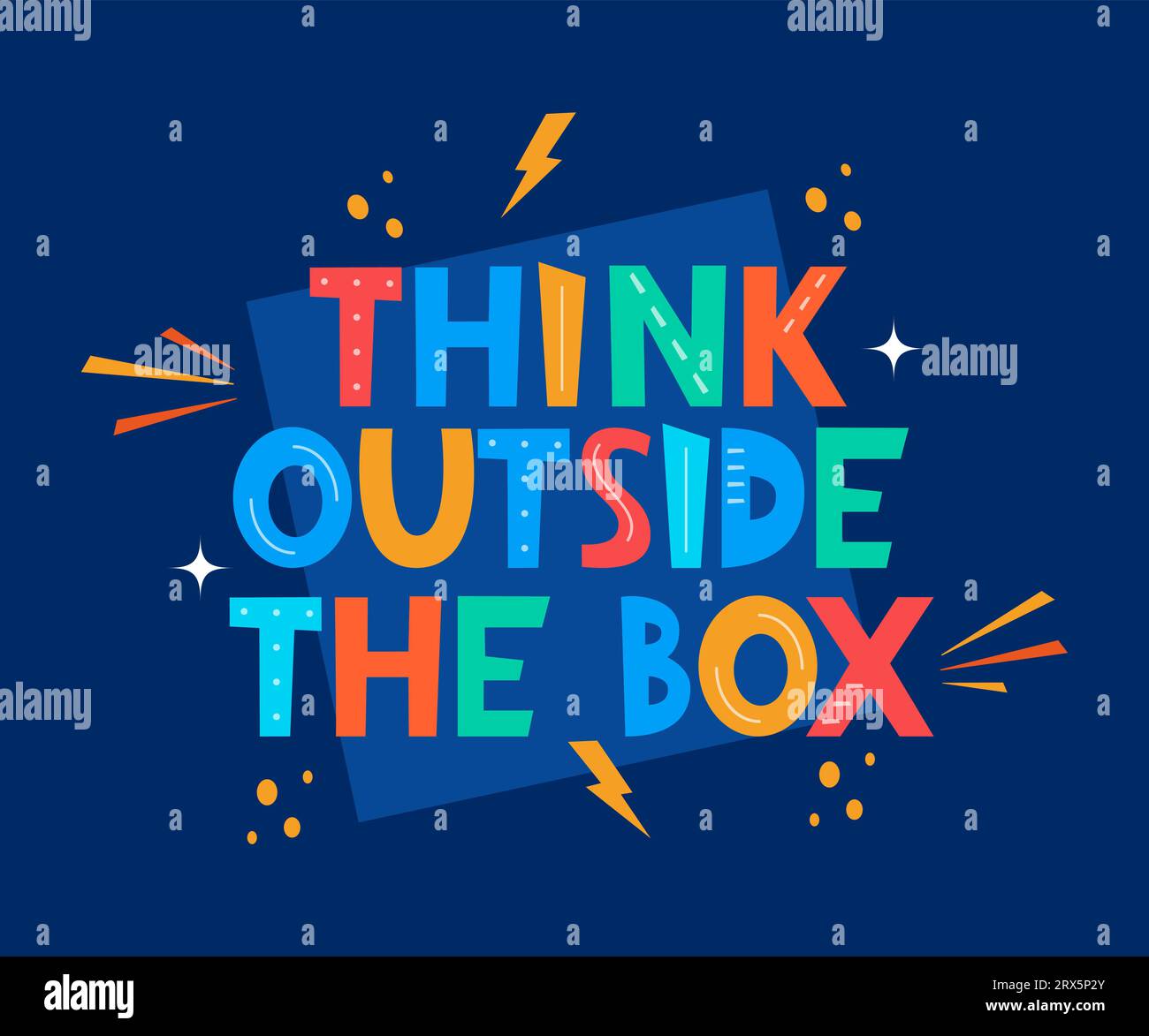 Think outside the box. Cute cartoon print with lettering. Design for ...