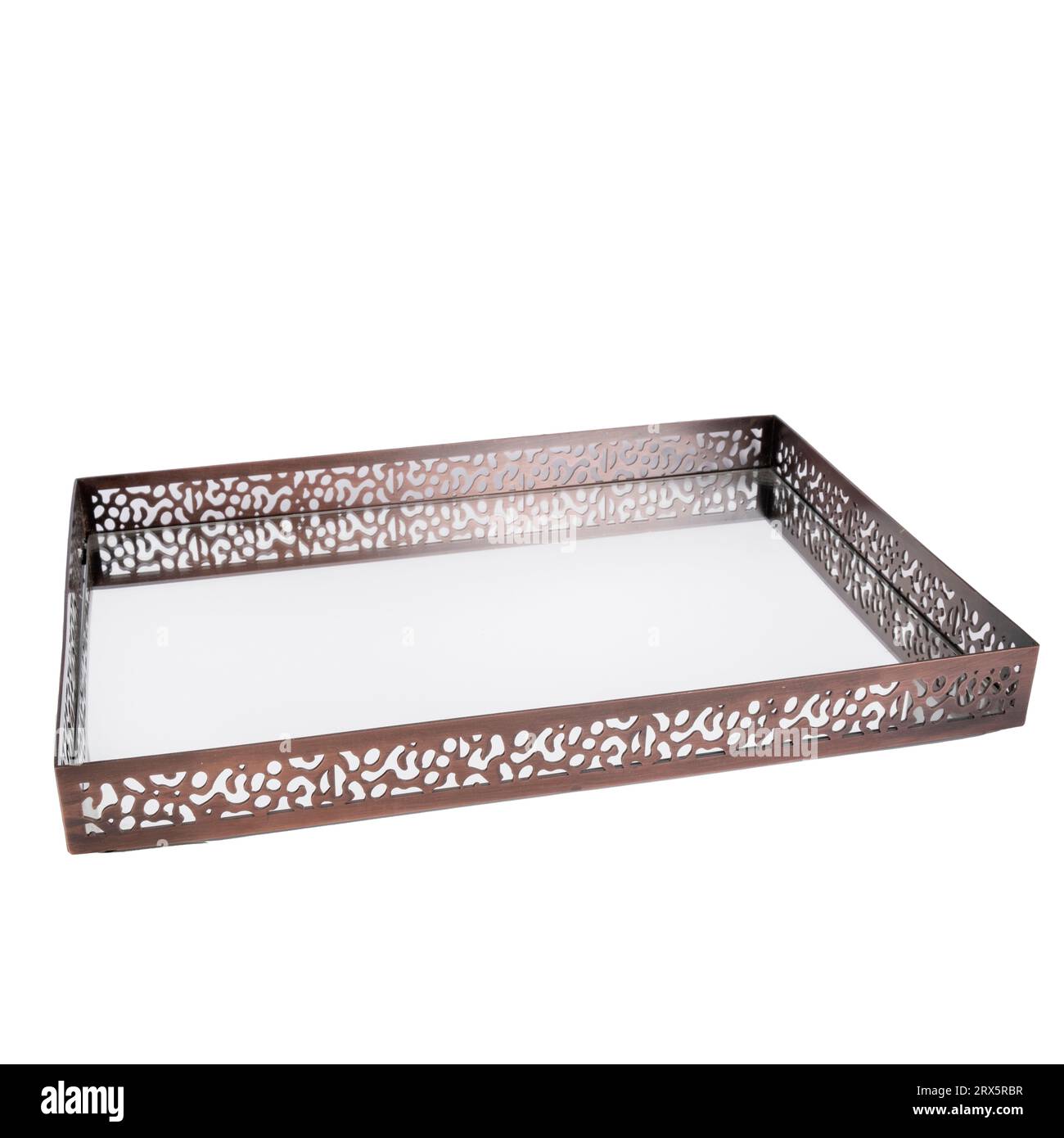 luxury glass service tray isolated on white background Stock Photo - Alamy