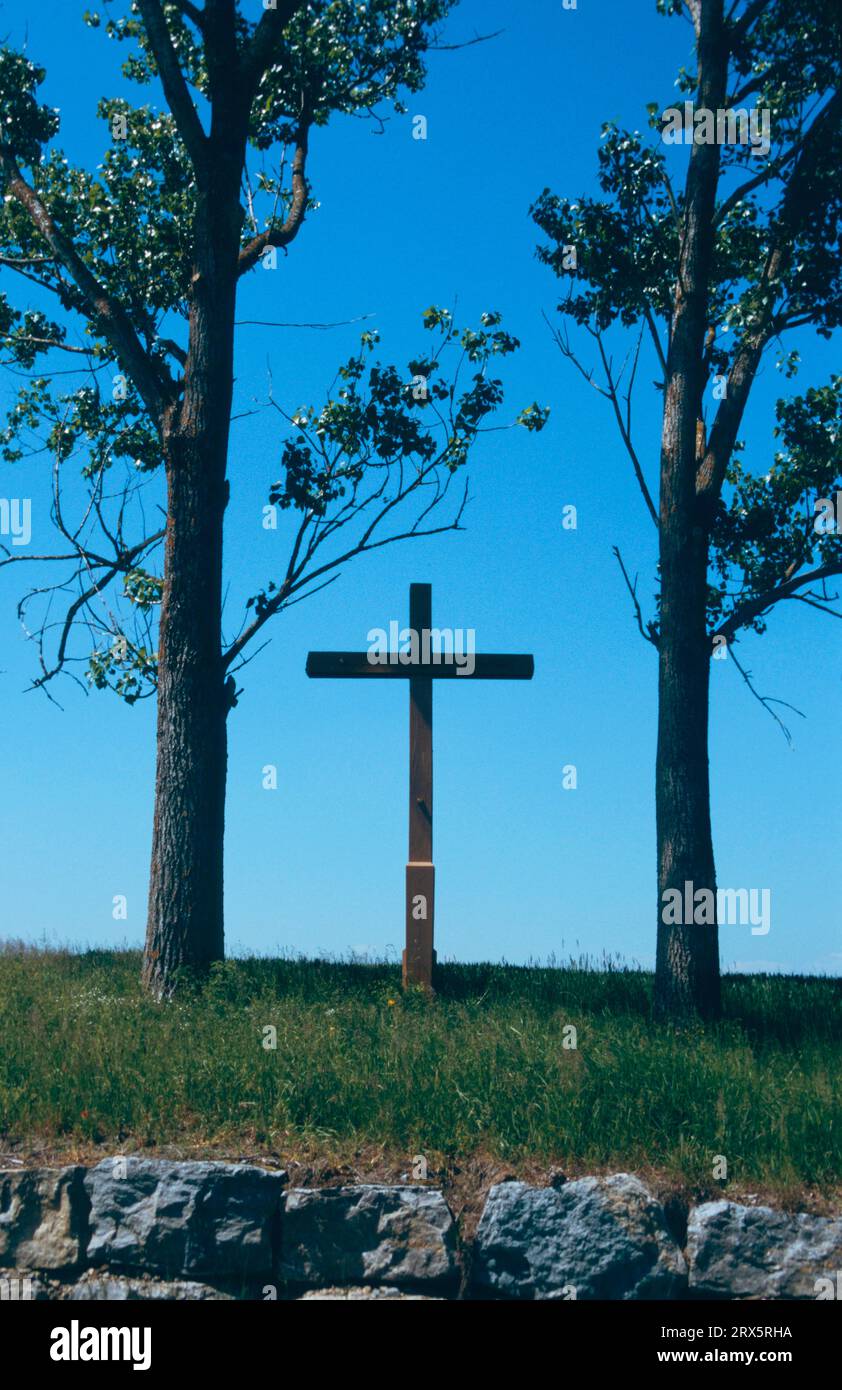Jesus Cross between two trees near Trillfingen Stock Photo - Alamy