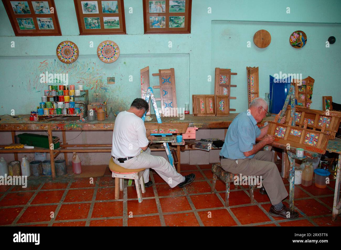 Painter in workshop, Sarchi, Costa Rica Stock Photo - Alamy