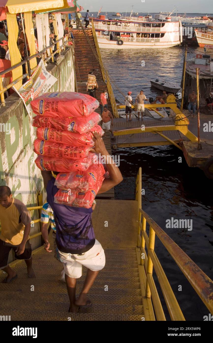 Workers loading ship, port, Manaus, Amazonas state, Brazil Stock Photo ...