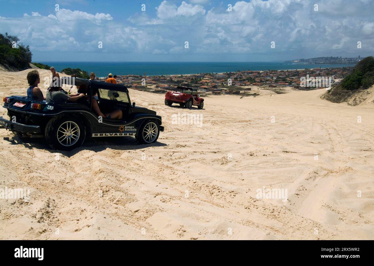 Dune buggies on the beach of Genipabu, Natal, State of Rio Grande do ...