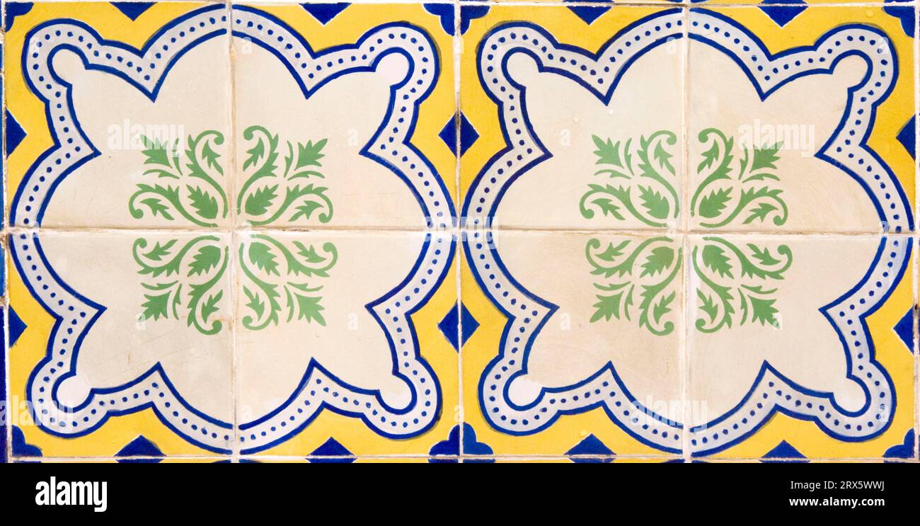 Painted tiles, Rua Portugal, historical centre of Sao Luis, Maranhao ...