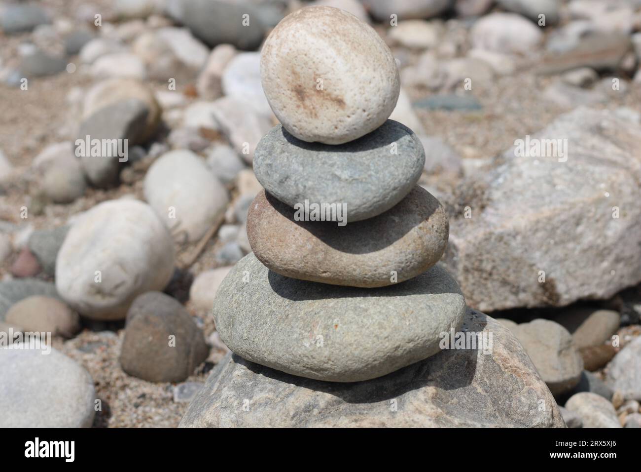 Stone composition on the river Stock Photo - Alamy