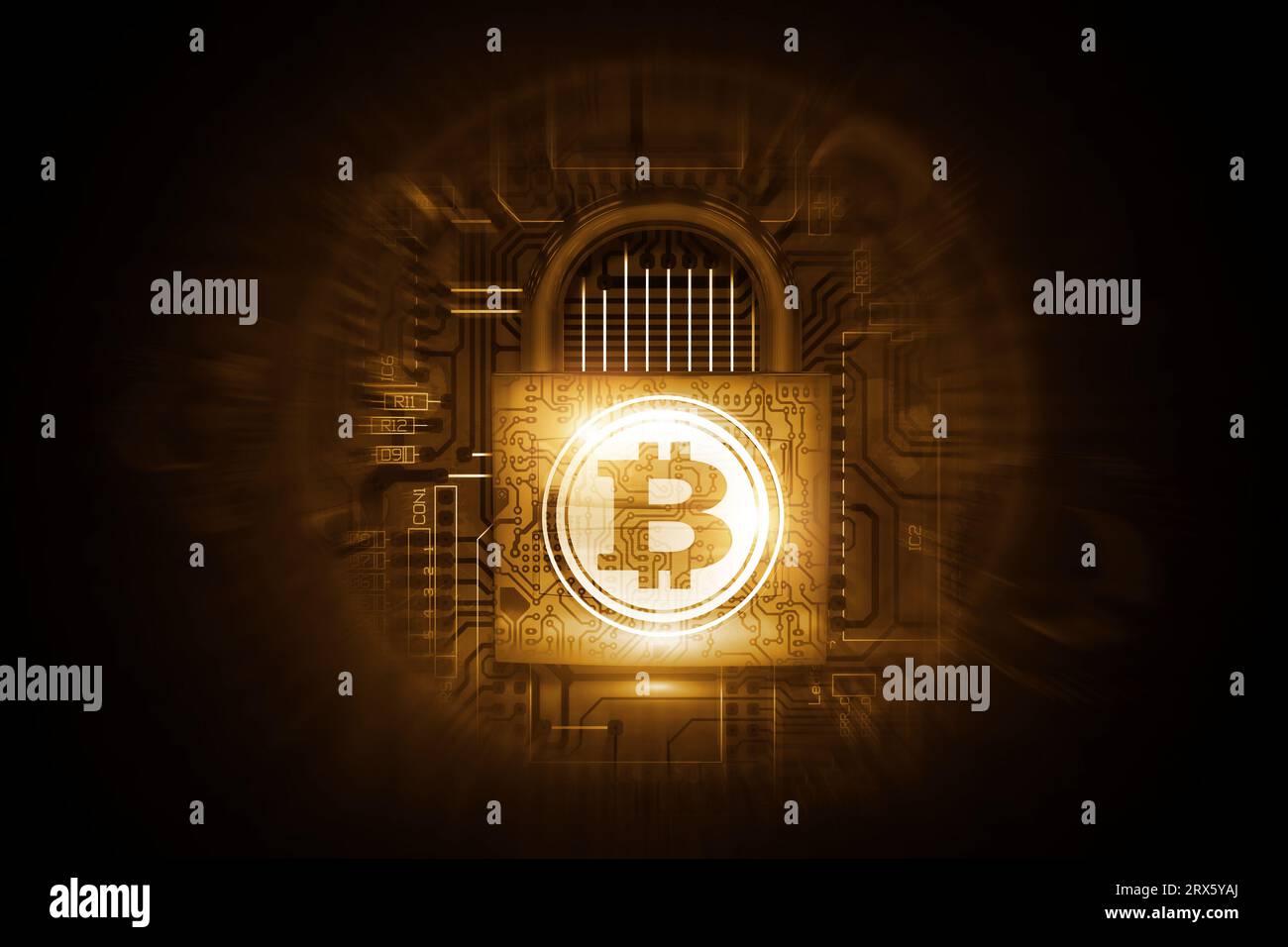 Secure Blockchain Technology Bitcoin Network Concept 3D Illustration ...