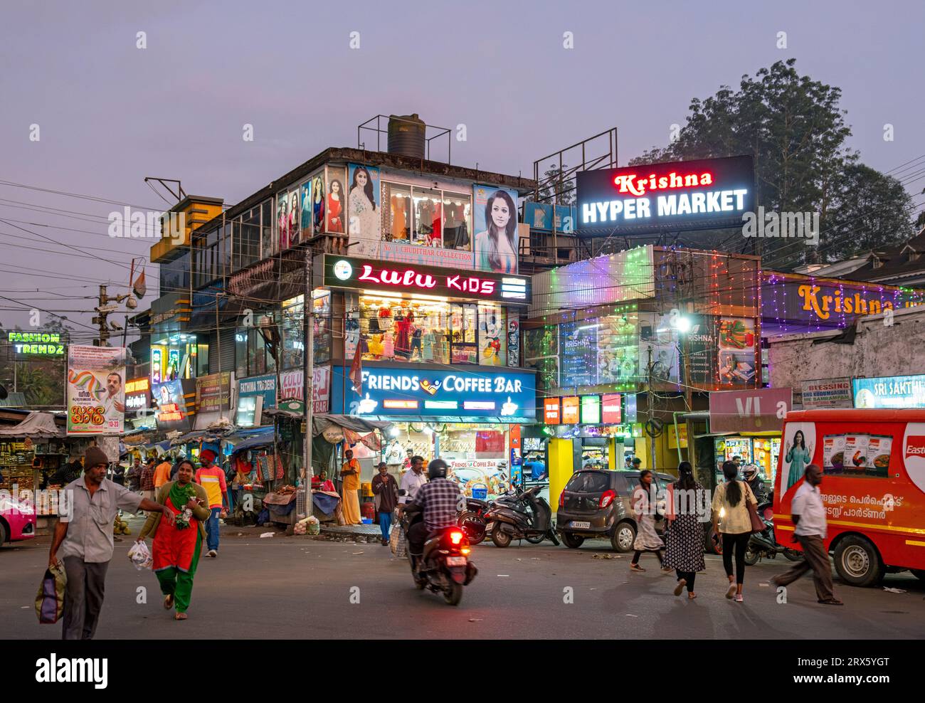 Old Town of Munnar by night, Kerala, India Stock Photo - Alamy