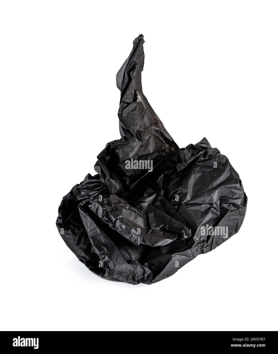 The lump and crumpled black paper isolated on white background Stock ...