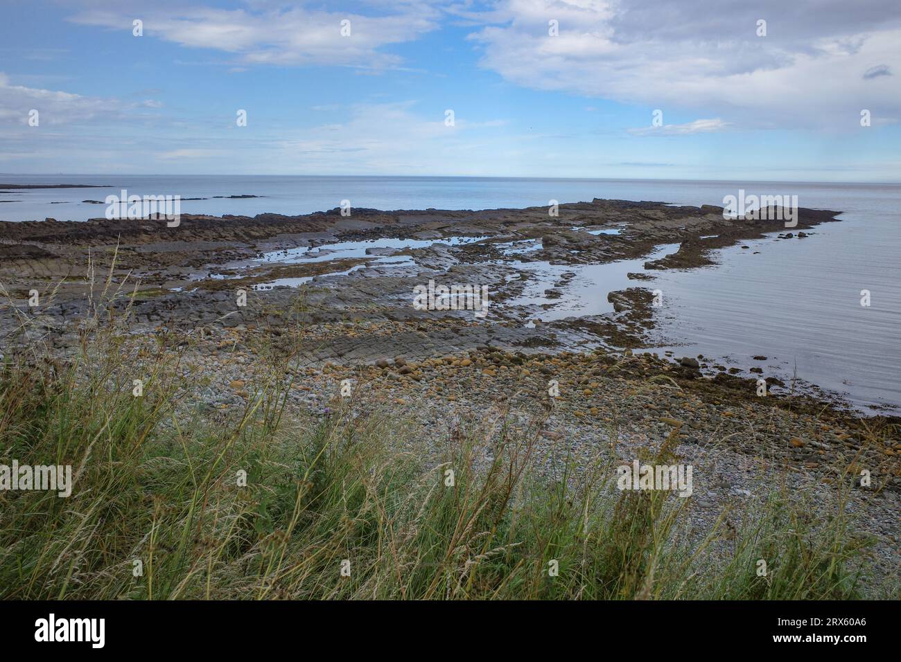 Beadnell, England - 12 July 2023: Views of the North sea coast from ...