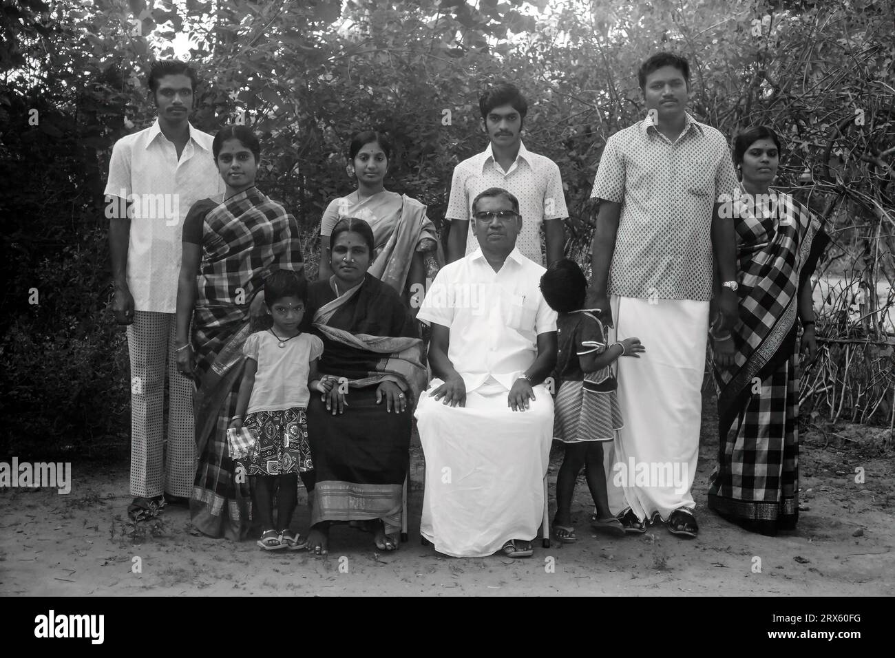 Black and White, family photograph of a South Indian Tamil Tamilian ...
