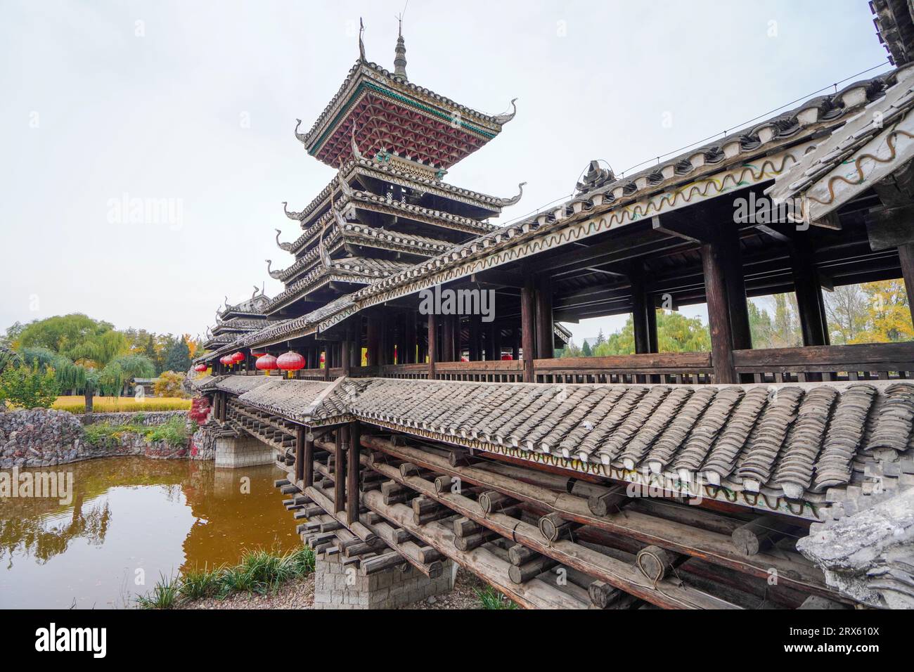 Beijing China, November 2, 2022: Wind and Rain Building in Dong Scenic ...