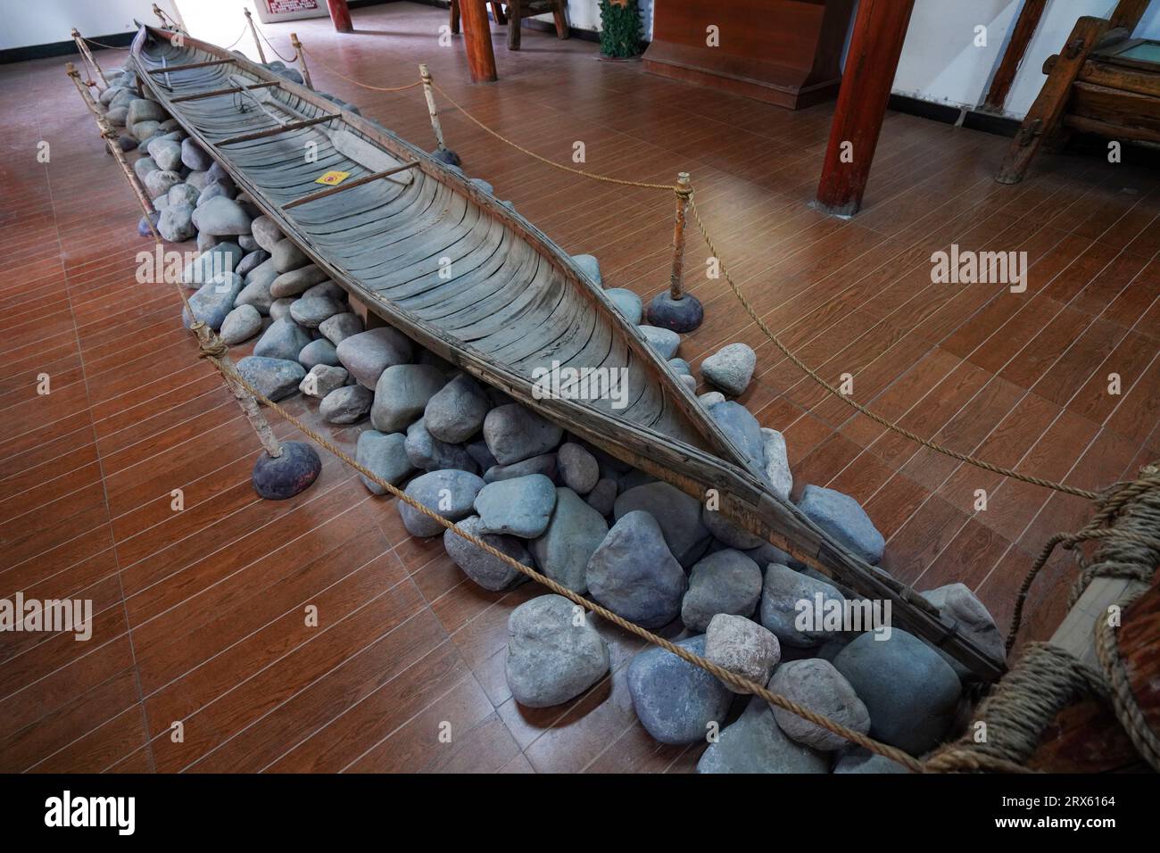 Beijing China, November 2, 2022: Birch bark boat in the Oroqen Museum ...