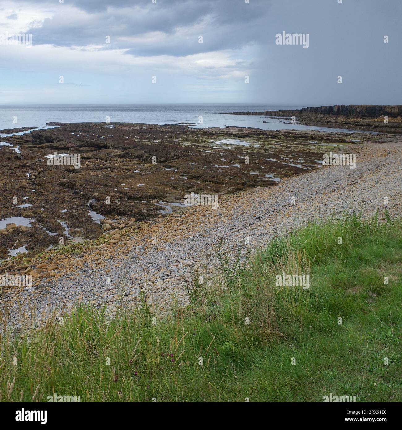 Beadnell, England - 12 July 2023: Views of the North sea coast from ...