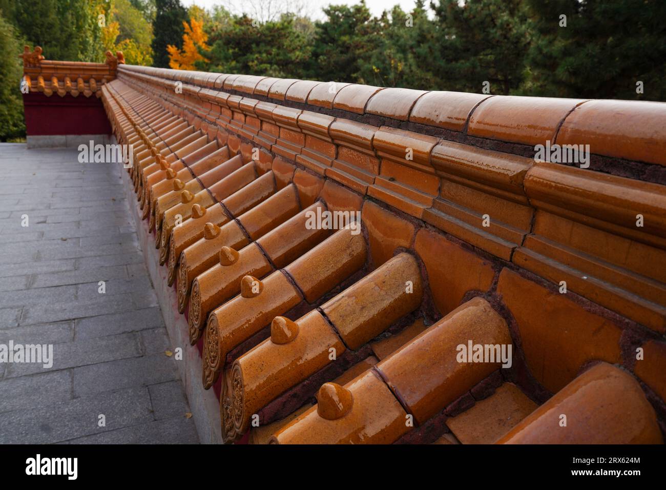 Huangtangzi Yellow Chinese glazed roof tile Architectural Scenery of ...