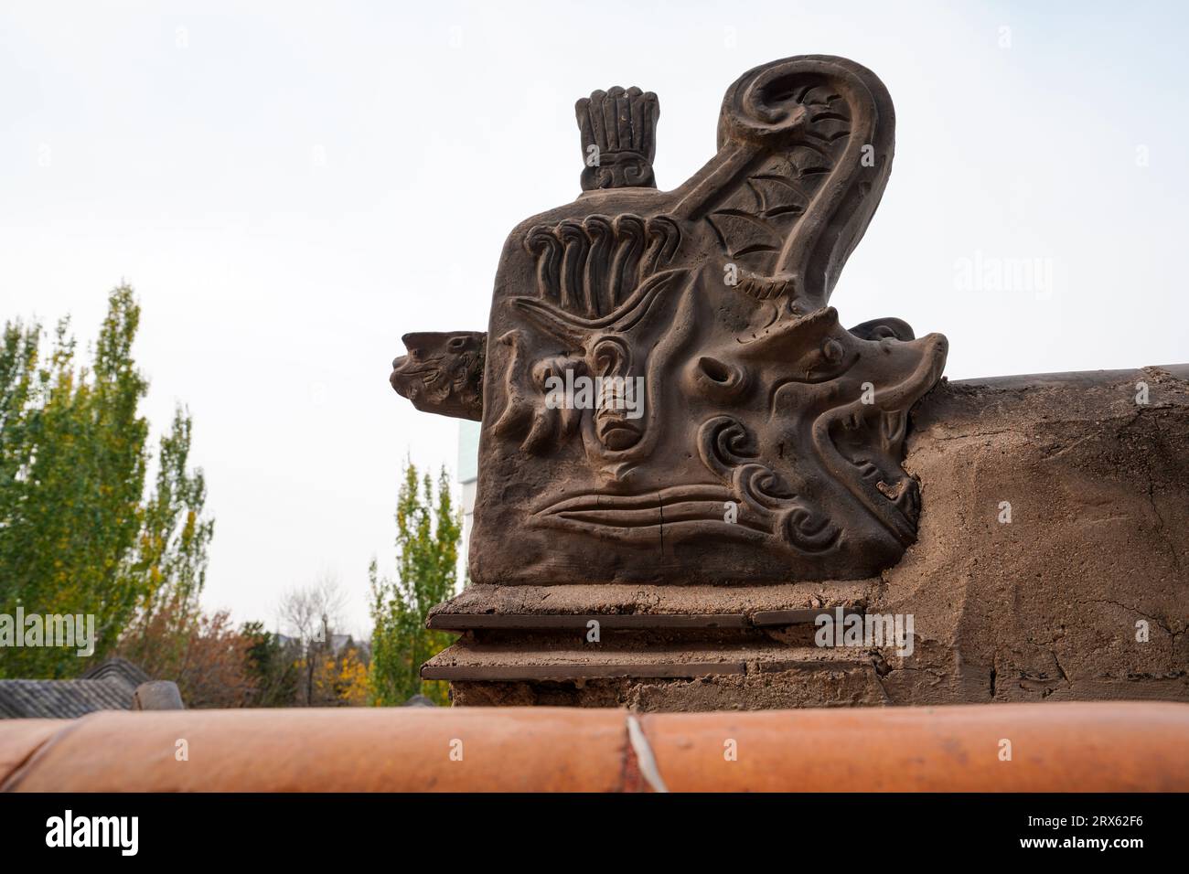 The grey dragon head sculpture on the wall of the imperial hall of the ...
