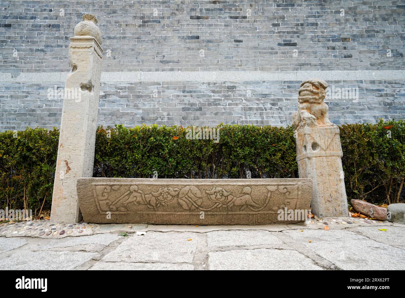 Stone hitching post outside the Imperial Hall of the Manchu Museum in ...