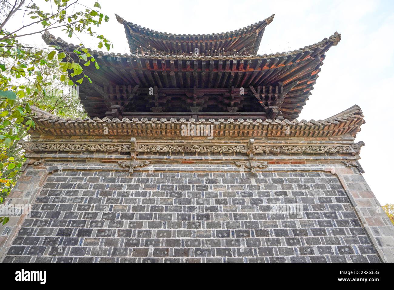 Brick carvings on the walls of the Xuanli Building of the Salar people ...