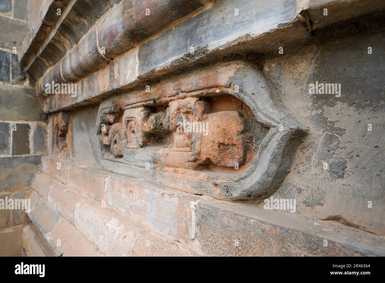 Brick carvings on the walls of the Xuanli Building of the Salar people ...