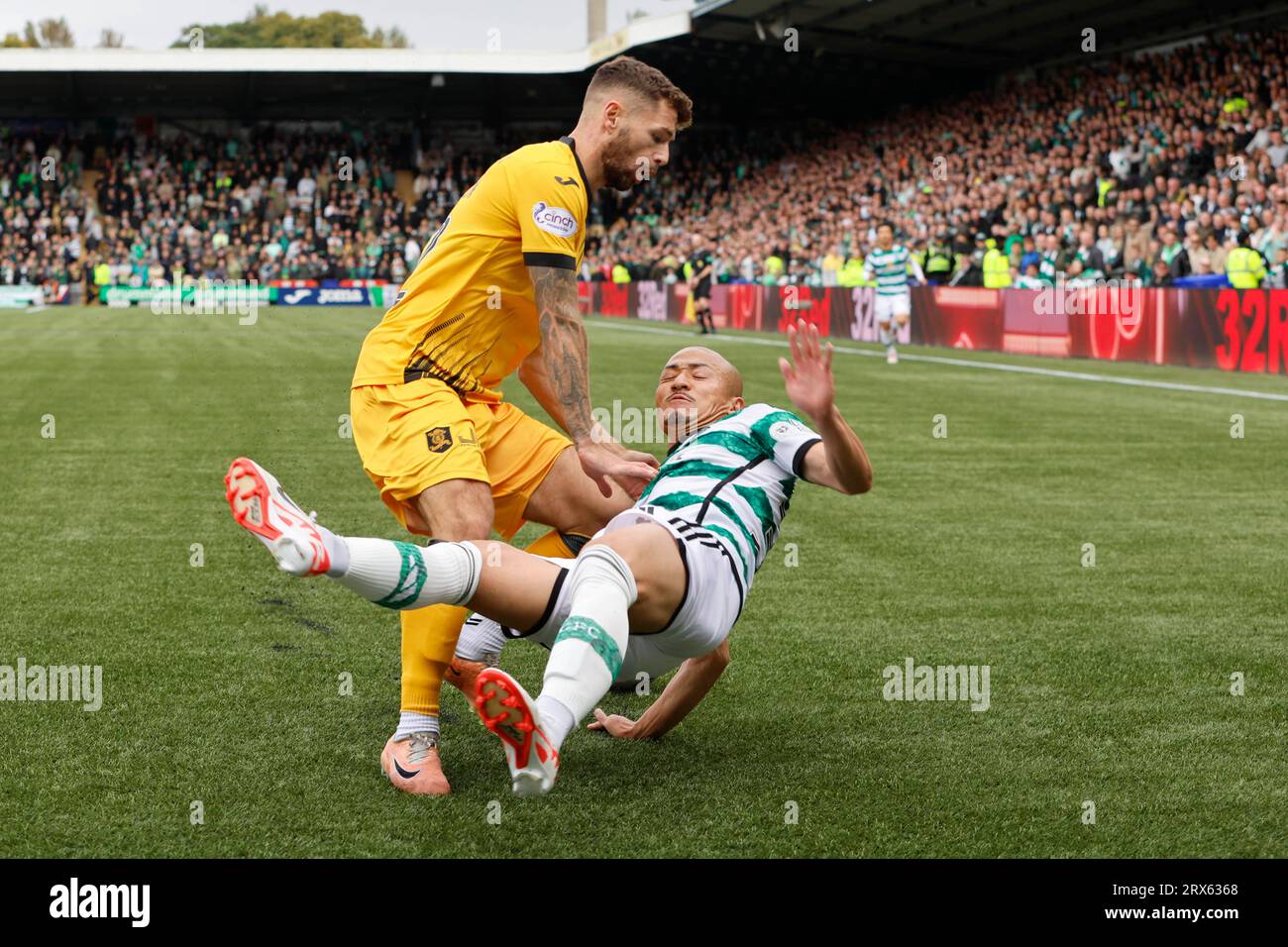Celtic's Daizen Maeda (right) and Livingston's Jamie Brandon (left ...