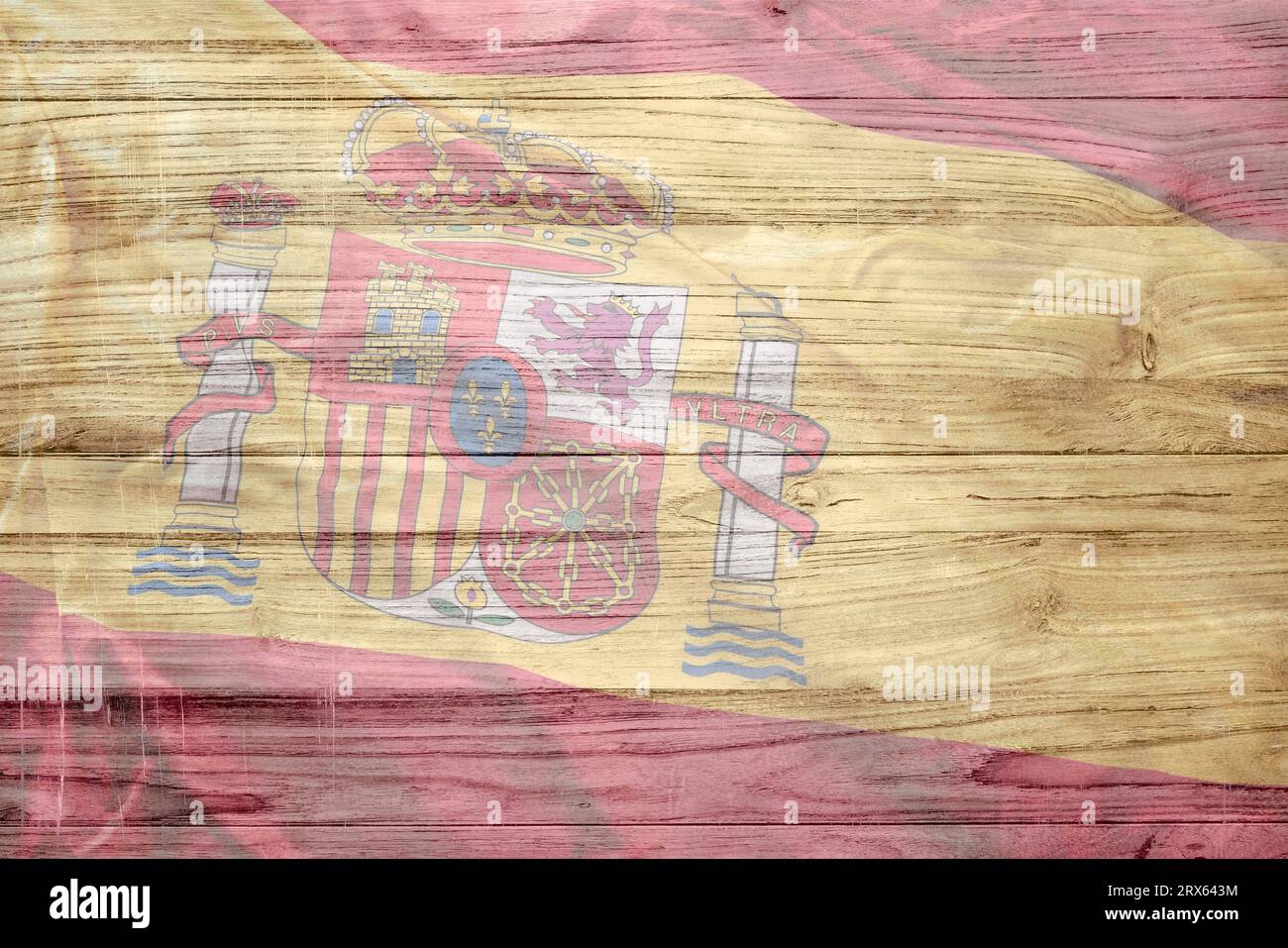 Spain flag on black wood wall. Horizontal panoramic banner. 3D ...