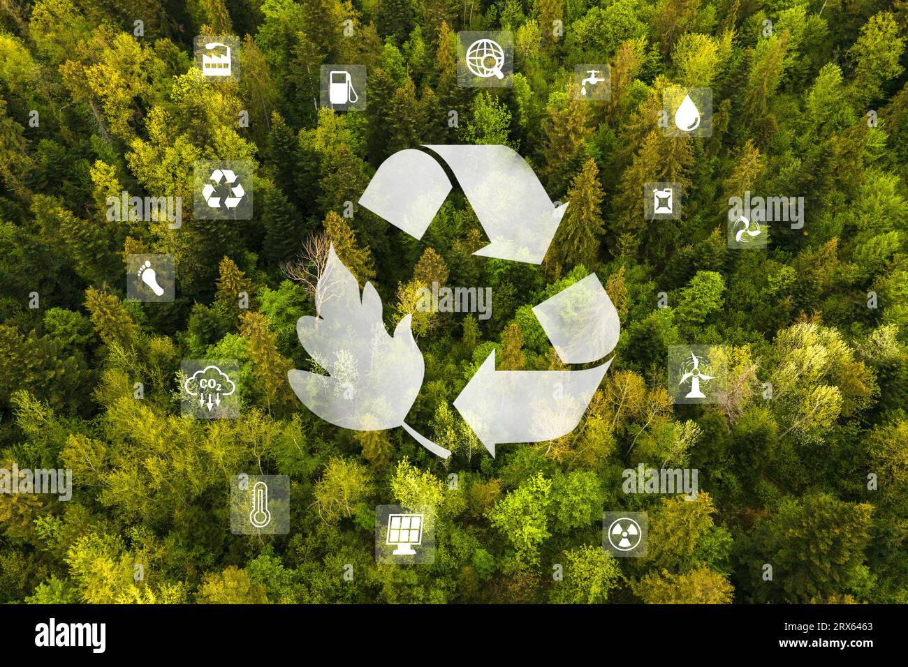 Abstract icon representing the ecological call to recycle and reuse in ...