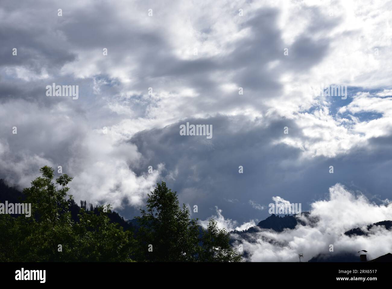 Once the storm has passed, clouds in the sky and steam rising from the ...