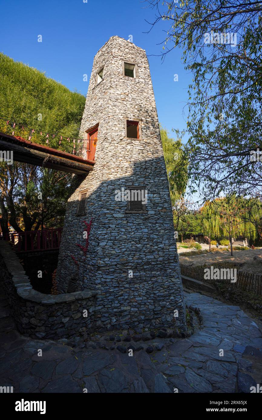 watchtower in Qiang Scenic Area of China Ethnic Museum Stock Photo - Alamy
