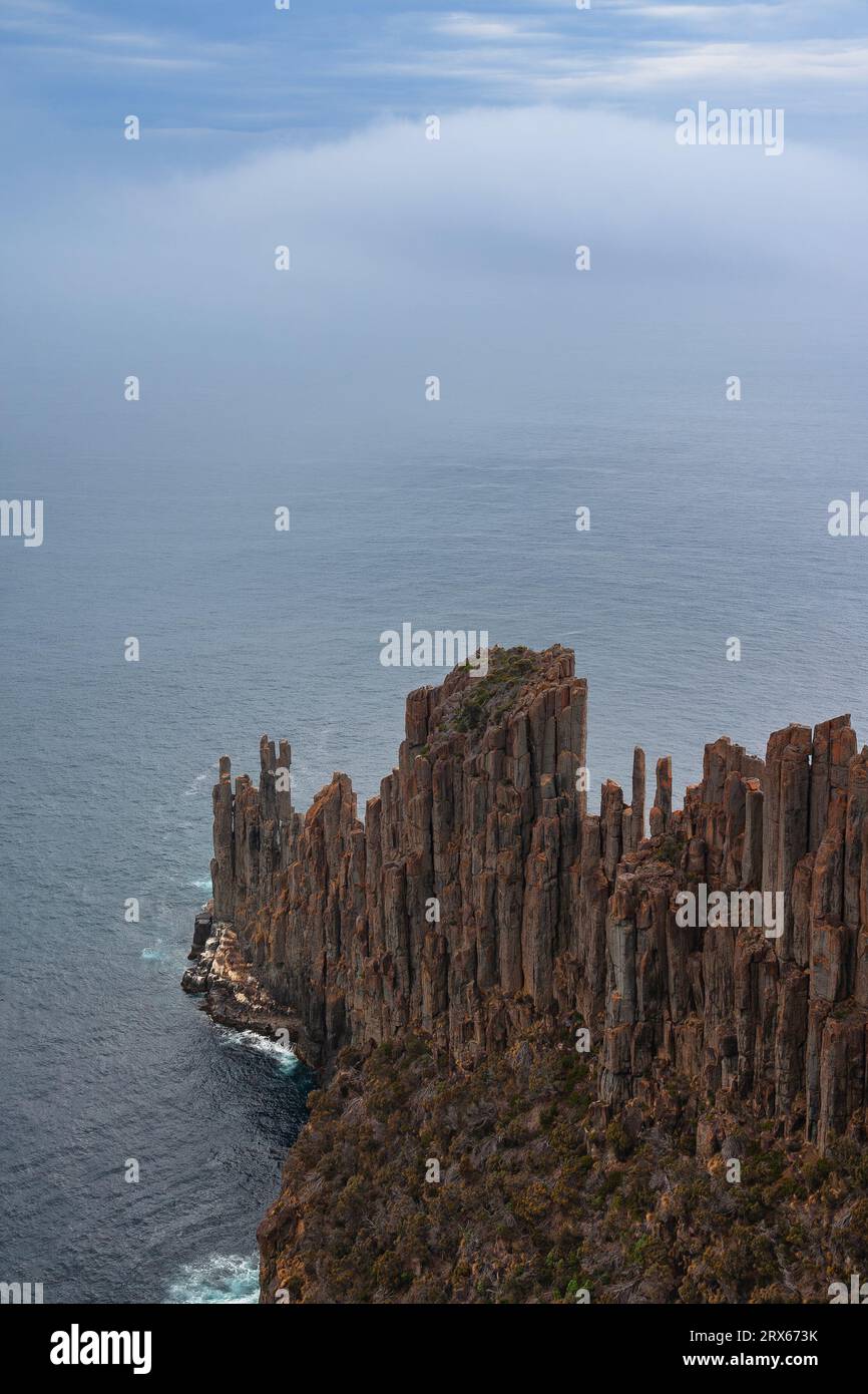 Amazing Cape Raoul captured on a foggy day, Tasmania, Australia Stock ...