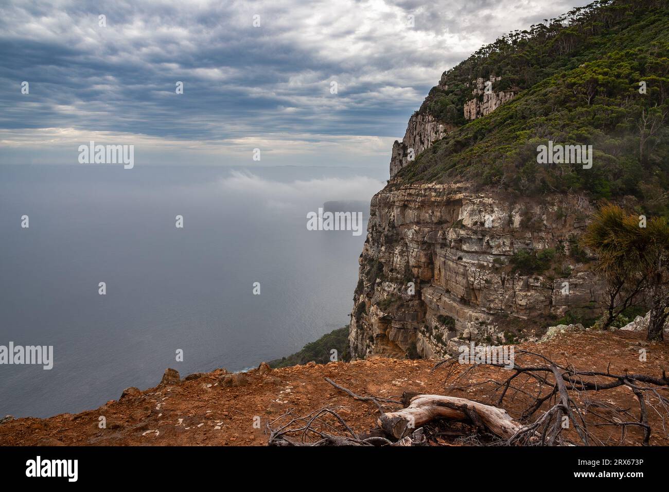 Beautiful cliffs floating above the sea level on Cape Raoul hiking ...